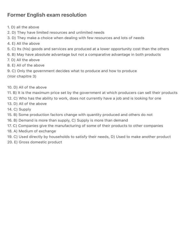 Former English Exam Resolution | PDF