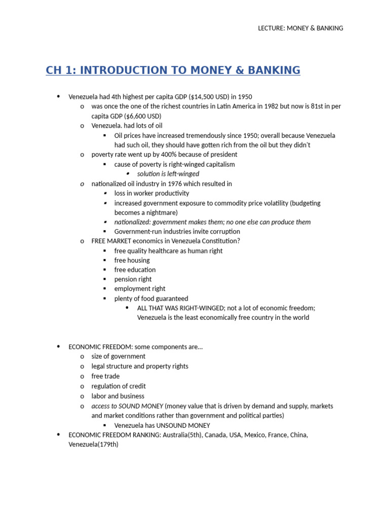 Money & Banking Notes | PDF