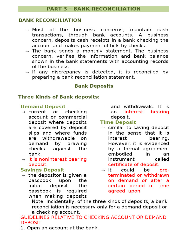 MODULE 3 - Part 3 Bank Reconciliation | PDF | Banks | Deposit Account