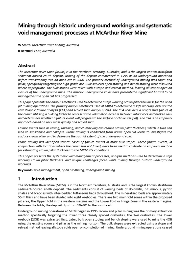 Mining Through Historic Underground Workings and Systematic Void ...