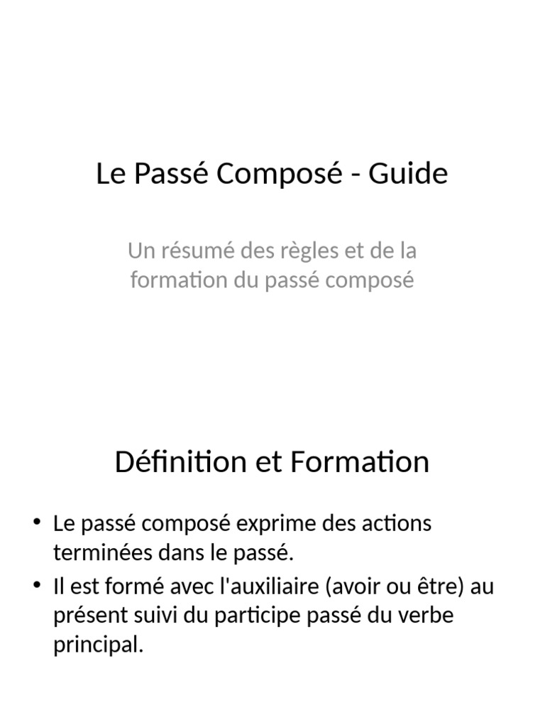 Passe Compose Guide | PDF | Arts du langage et discipline