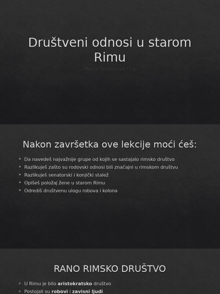 Društveni Odnosi U Starom Rimu | PDF
