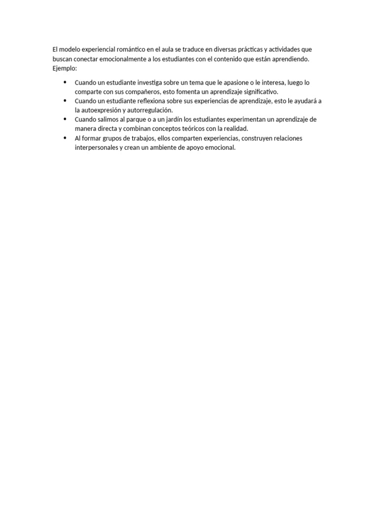 Ejemplos Modelos Experiencia Romantico | PDF