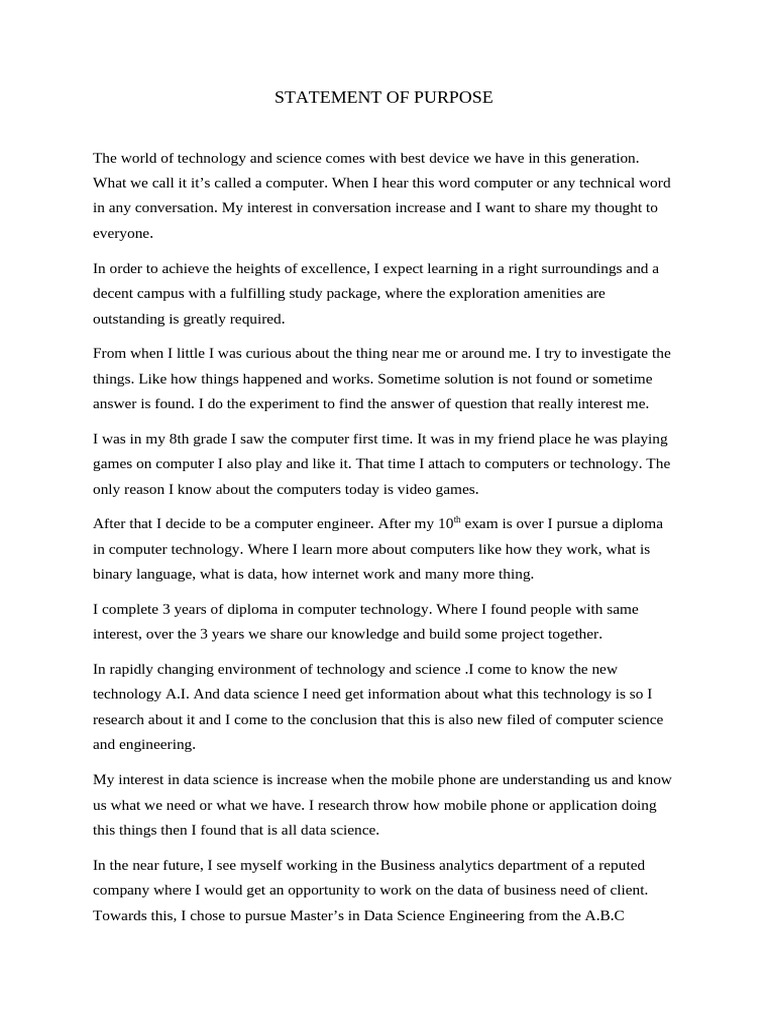 Statement of Purpose | PDF
