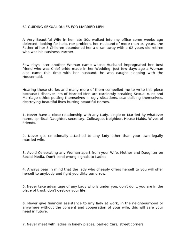 61 Rules for Married Men's Fidelity | PDF | Marriage | Wellness