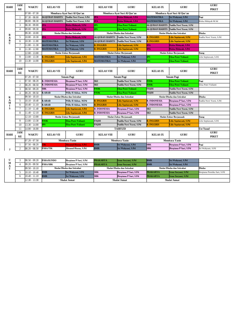 Jadwal Semester Ganjil TP 2024 2025 P5ra Opsi 2 | PDF