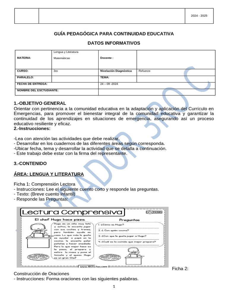 Guia para La Emergencia Eca Mas Actividades | PDF | Comprensión lectora | Modificación de ...