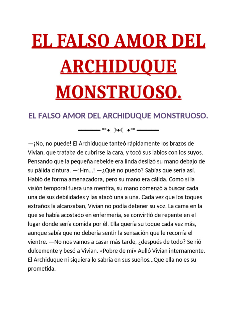 El Falso Amor Del Archiduque Monstruoso | PDF