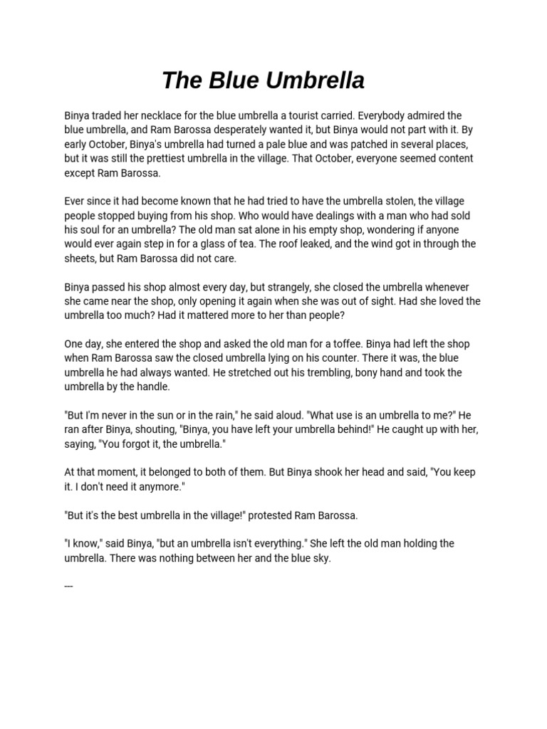 The Blue Umbrella | PDF