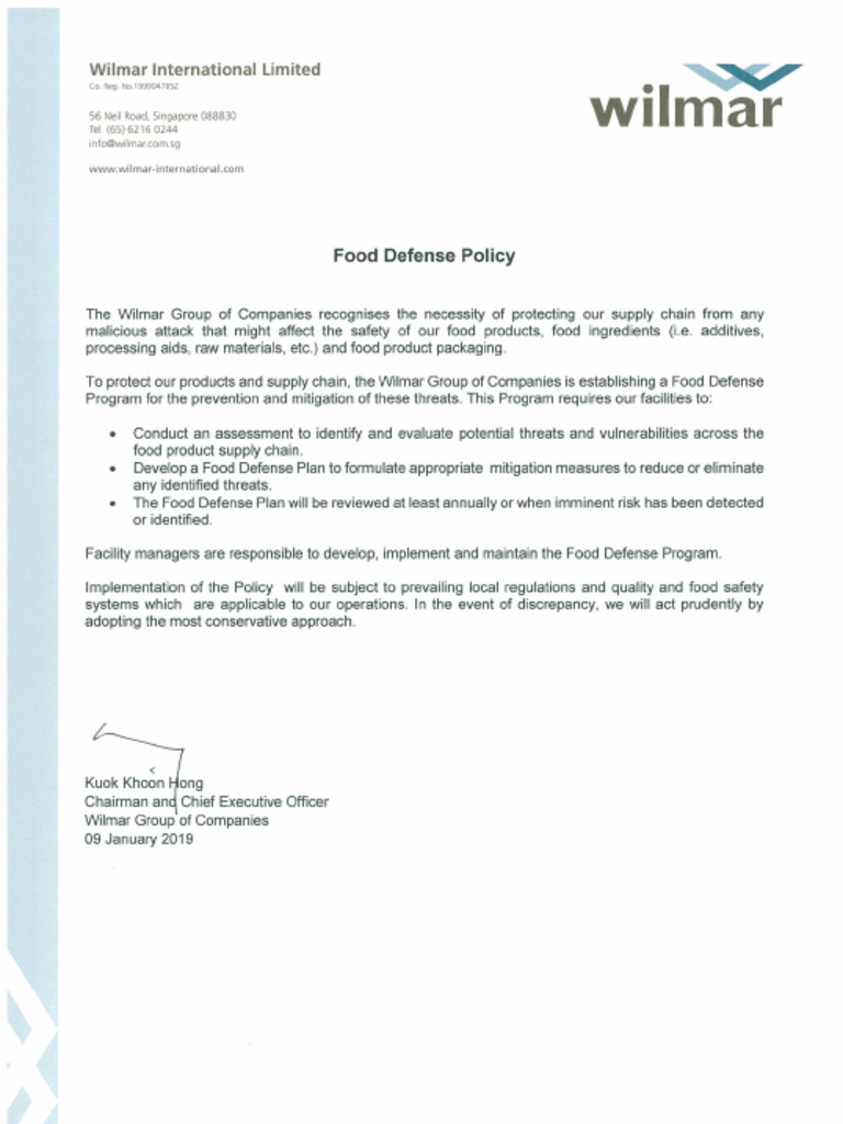 wilmar-food-defense-policy | PDF