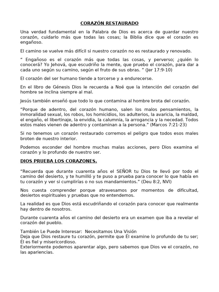 Corazón Restaurado | PDF | David | Dios