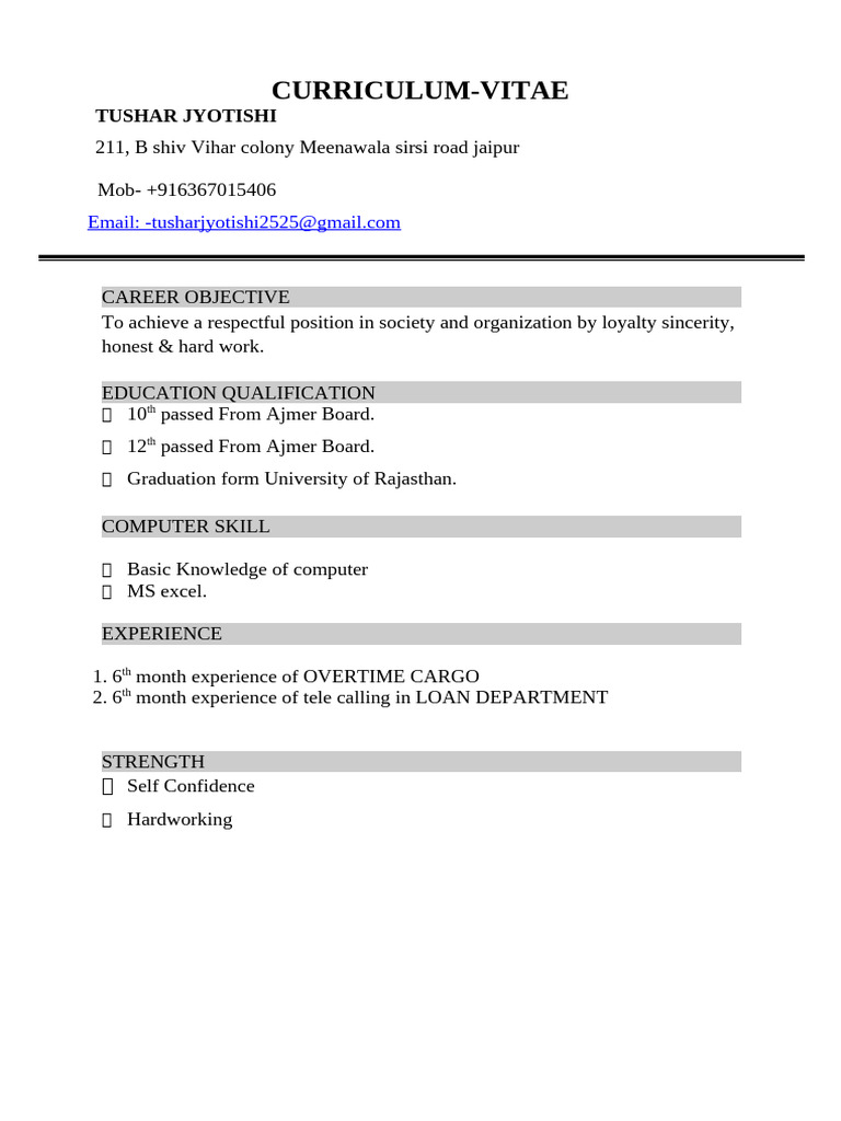 Resume of Tushar Jyotishi | PDF