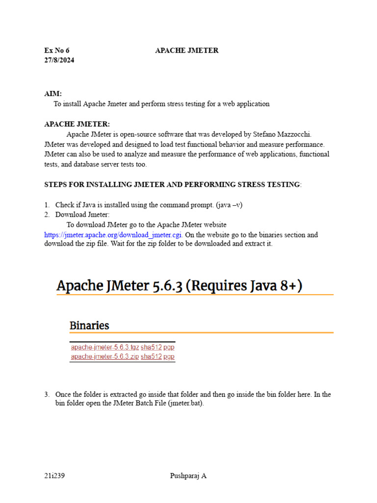 Exno6 Apache Jmeter 27/8/2024 | PDF