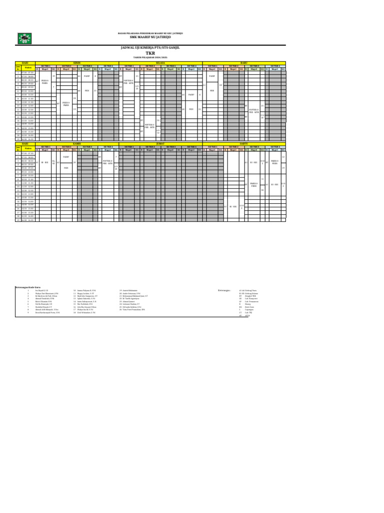 Jadwal Pts-Sts TKR | PDF