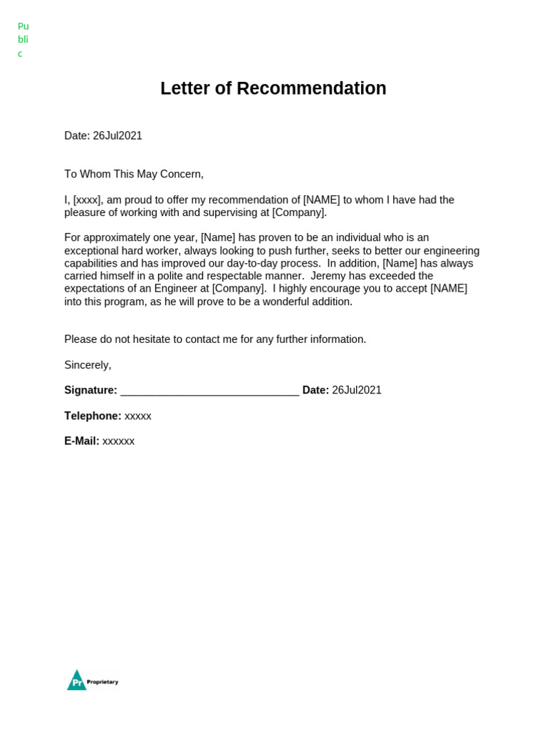 Standard Letter of Recommendation | PDF
