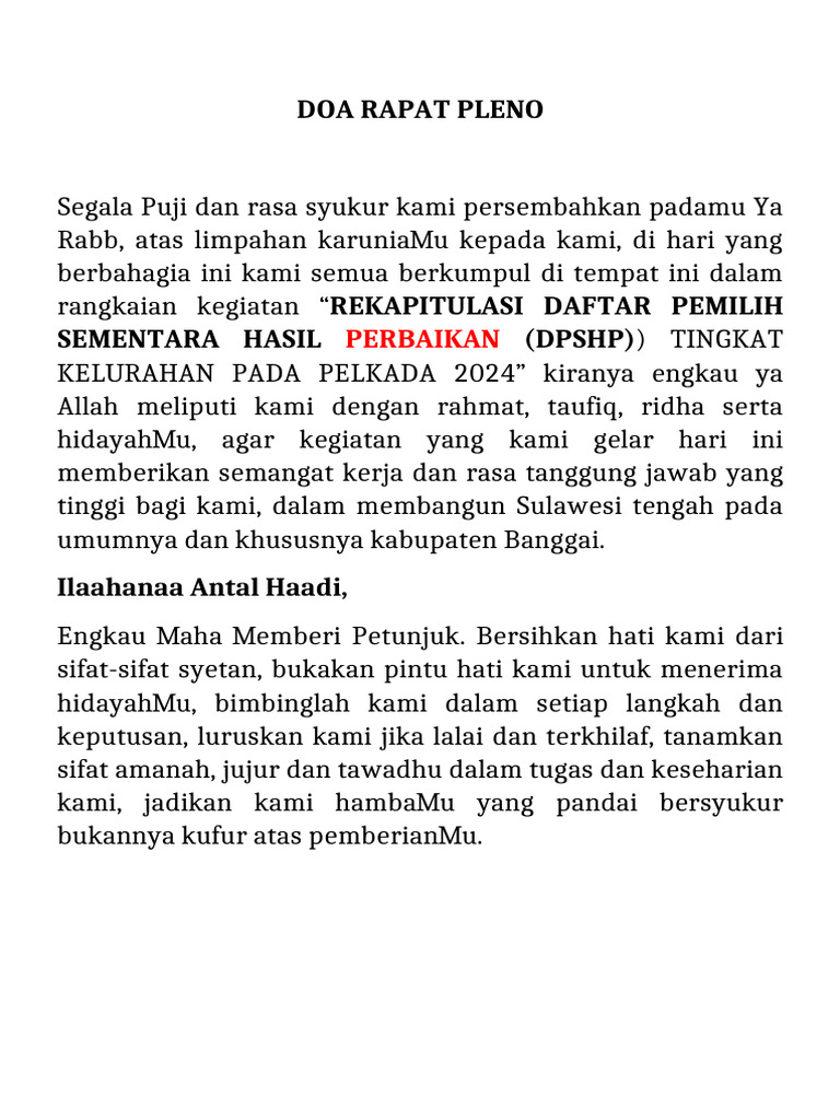 Doa Rapat Pleno | PDF