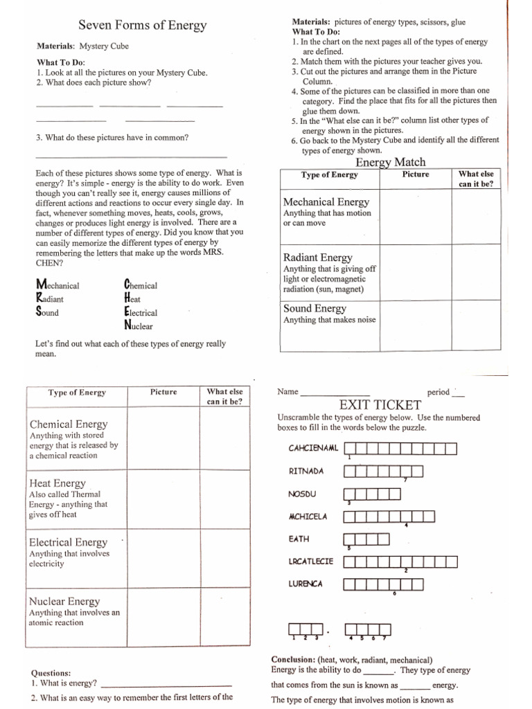 Aneesa McLean - FormsofEnergy - ExitTicket | PDF