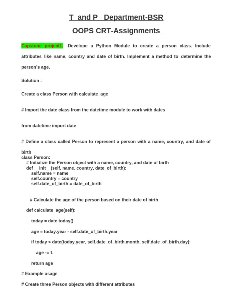 Capstone Projects Oops | PDF