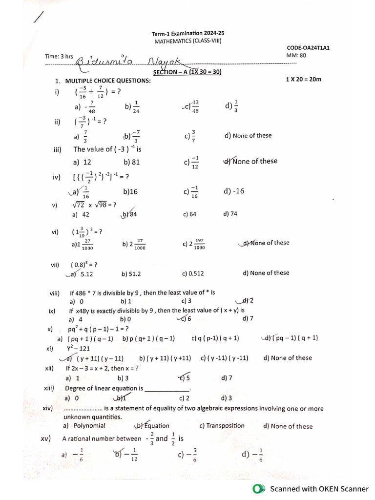 Maths Question Paper | PDF