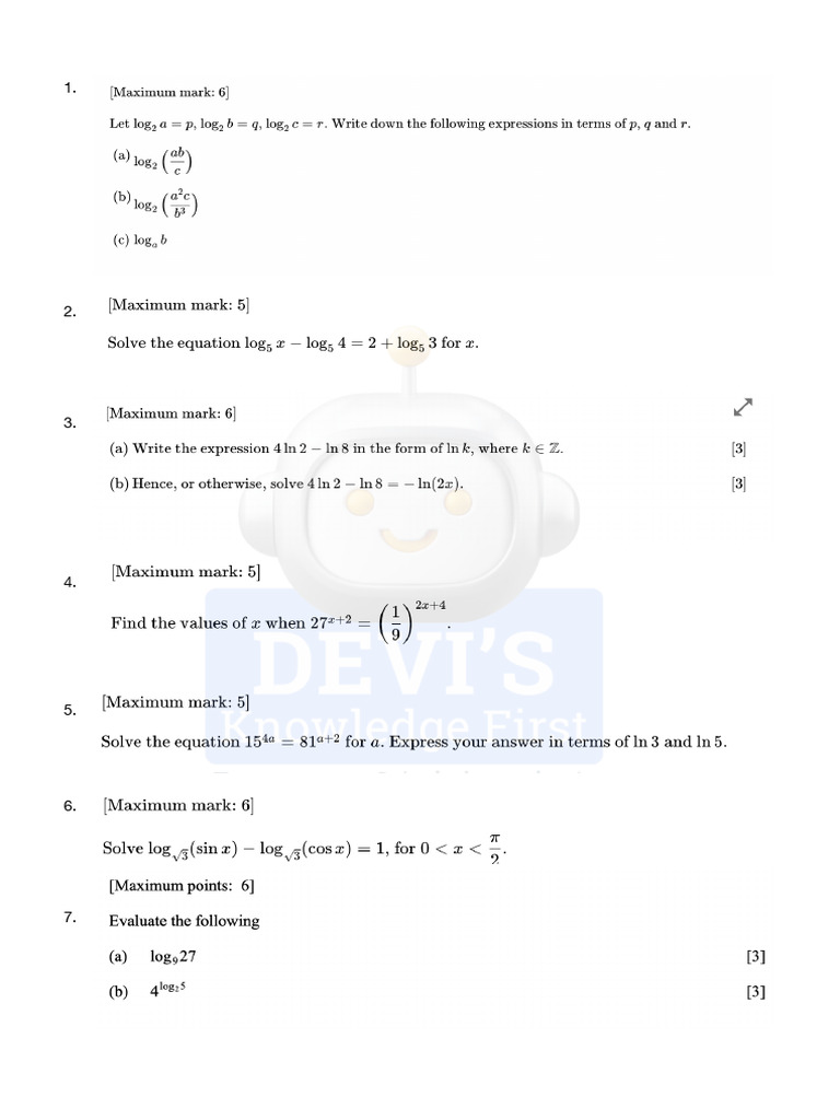 IBDP Logs & Scientific Notation Paper | PDF