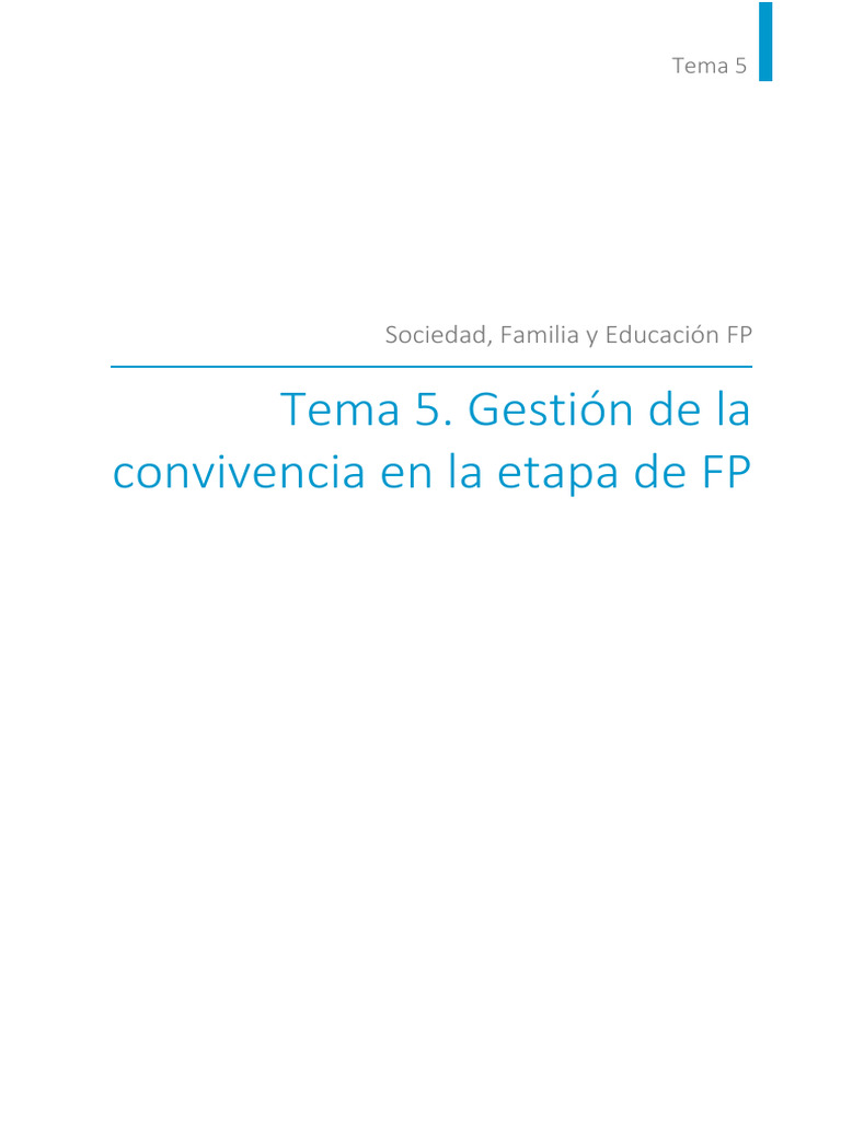 Tema 5. Gestión de La Convivencia en La Etapa de FP | PDF