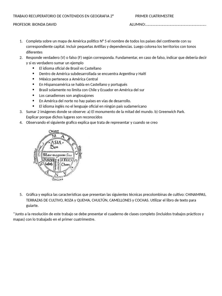Trabajo Recuperatorio de Contenidos en Geo 2° 2024 | PDF
