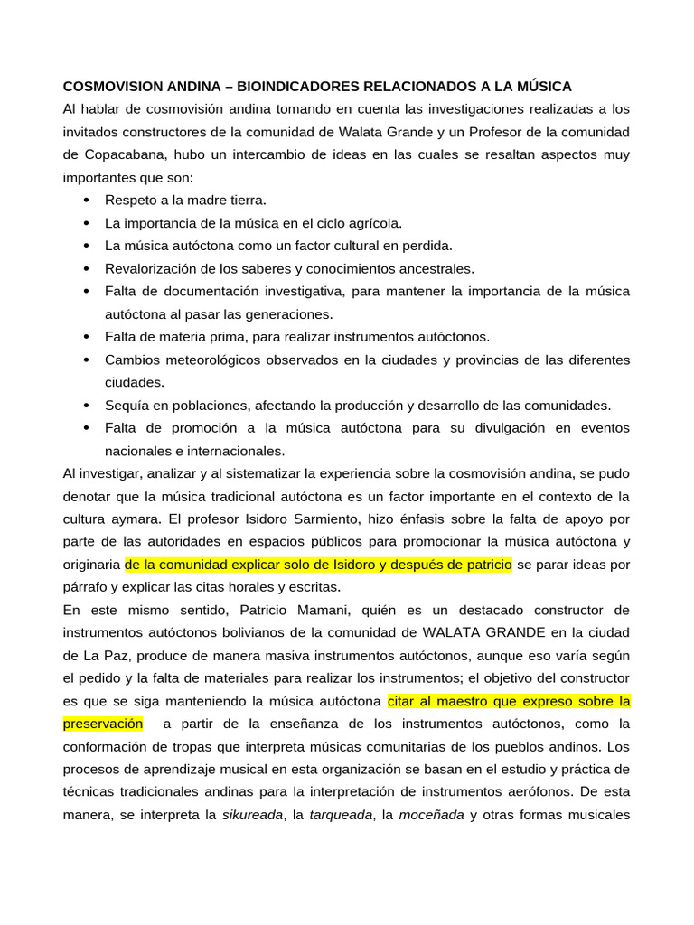 SEGUNDA REVISIÓN. INSTRUMENTOS MUSICALES AYMARA | PDF