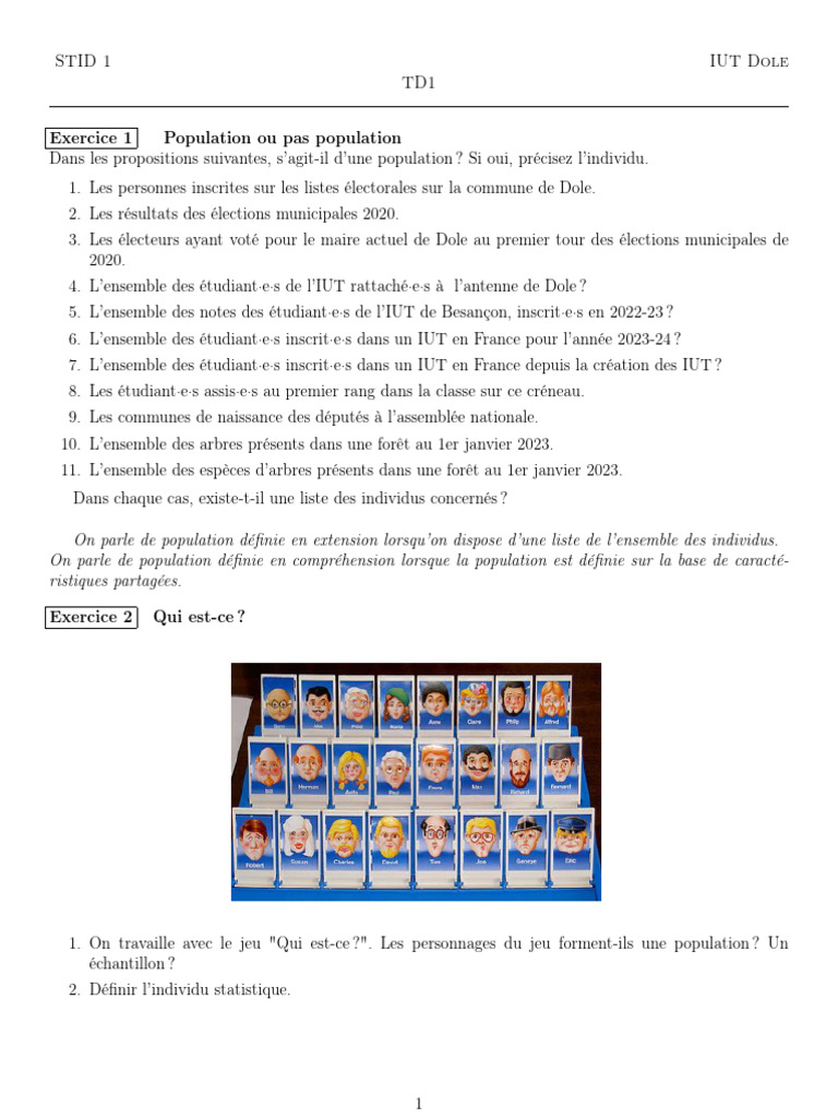 TD1 Population Et Echantillon | PDF