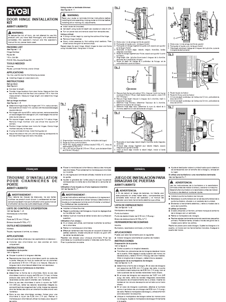 Door Hinge Installation KIT: A99HT1/A99HT2 | PDF