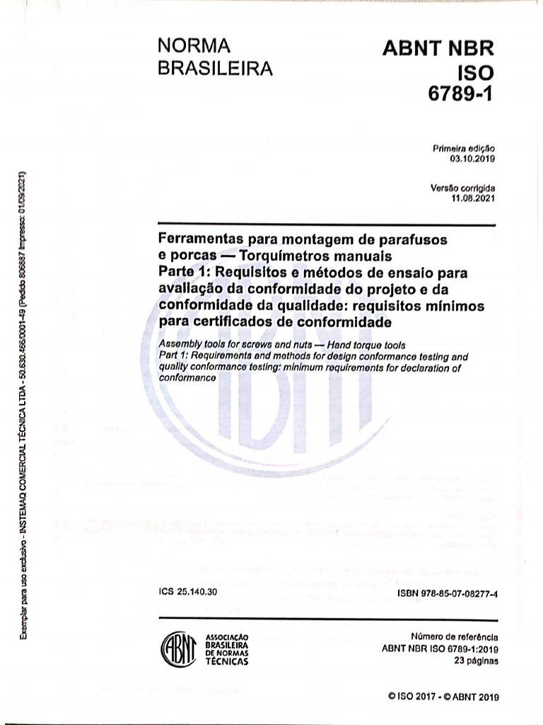 Abnt NBR Iso 6789-1 | PDF
