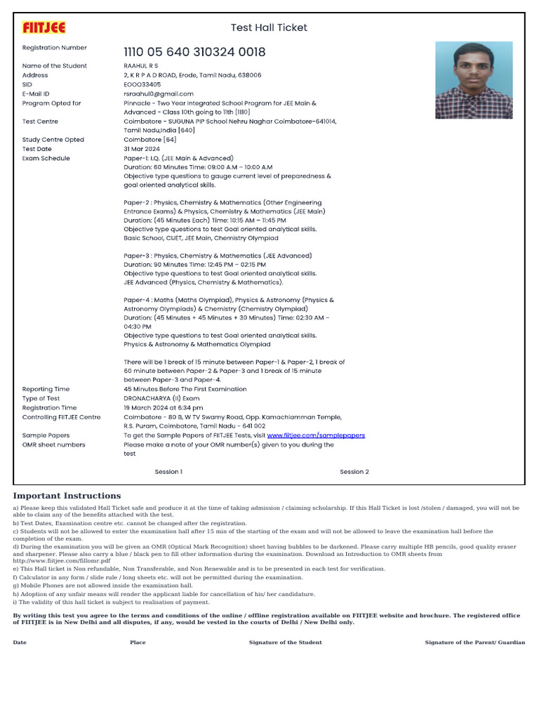Hall Ticket | PDF