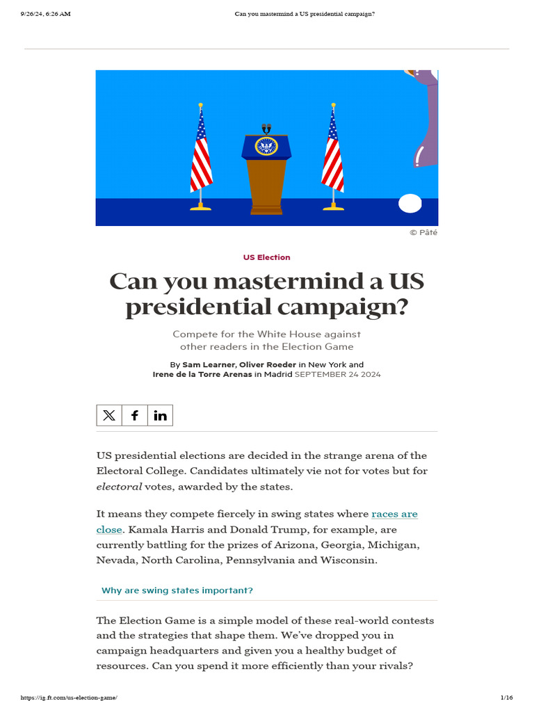 Can You Mastermind A US Presidential Campaign | PDF