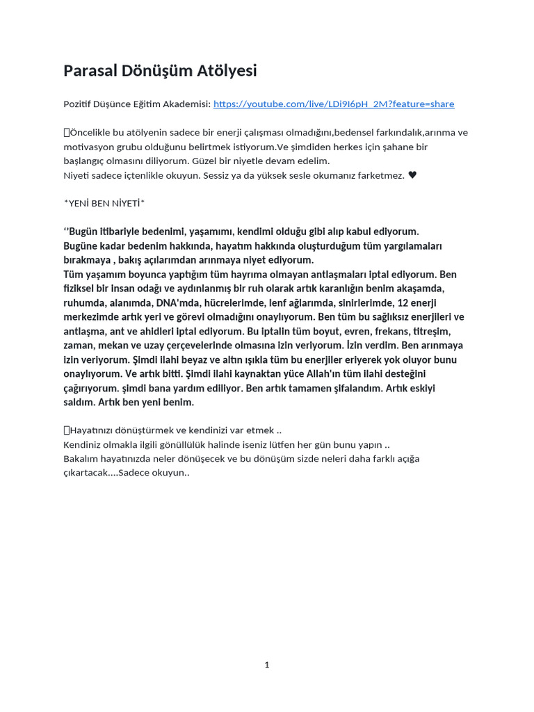Parasal Dönüşüm Atölyesi | PDF