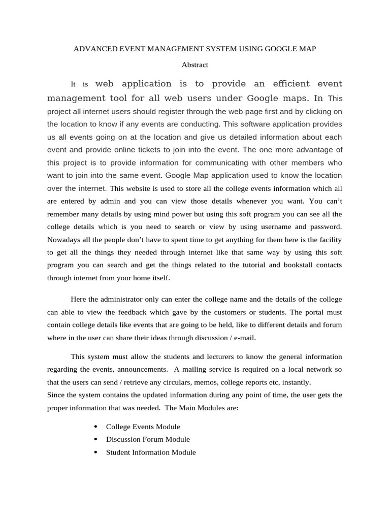 Advanced Event Management System Using Google Map | PDF