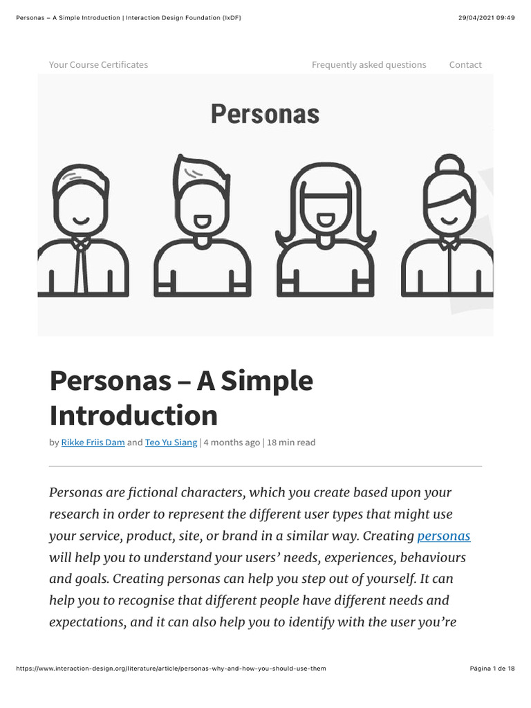Personas - A Simple Introduction - Interaction Design Foundation (IxDF) | PDF