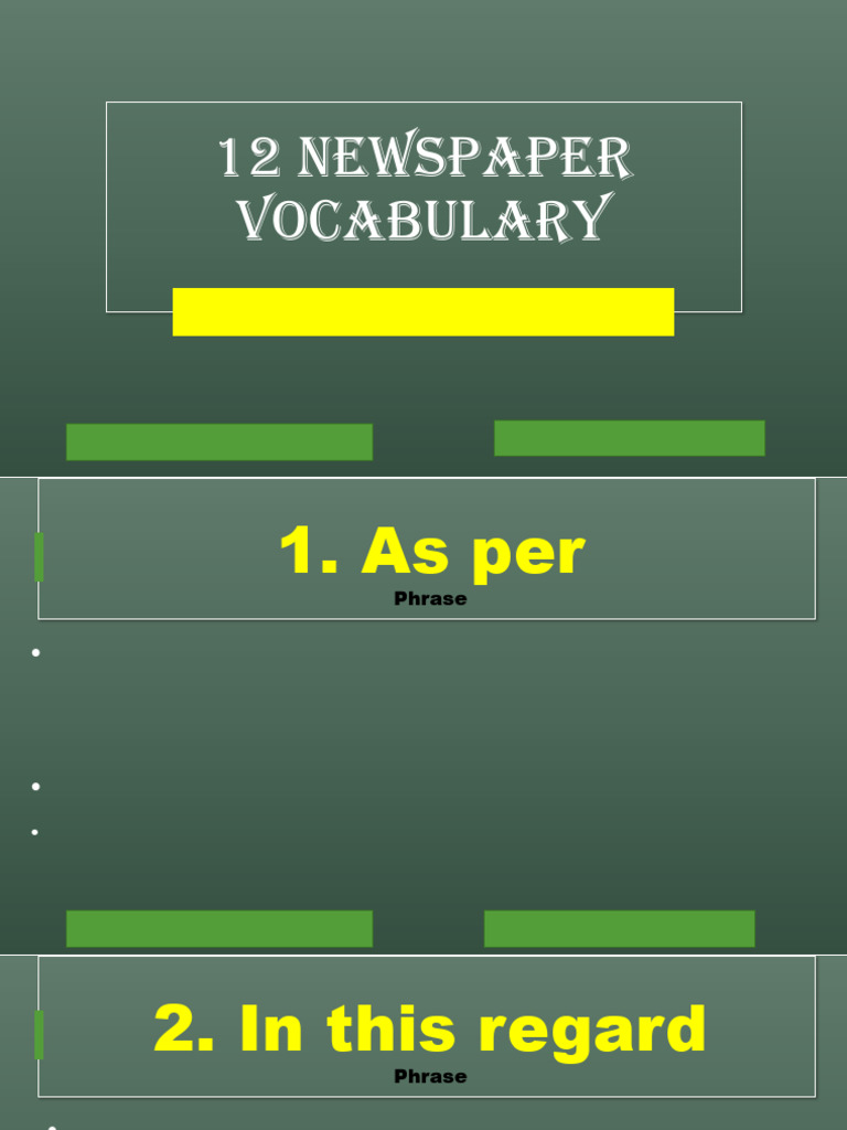 Newspaper Vocabulary Guide | PDF | Government