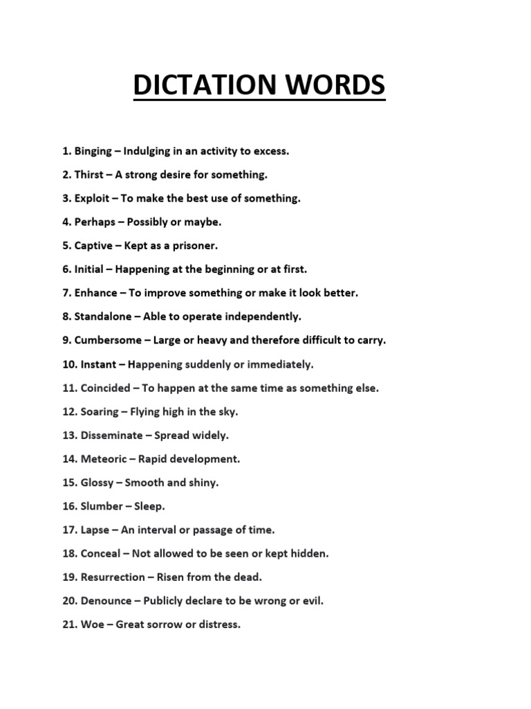 Dictation Words - 8 | PDF