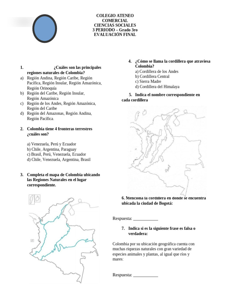 Evaluación Sociales - 3ro Grado | PDF