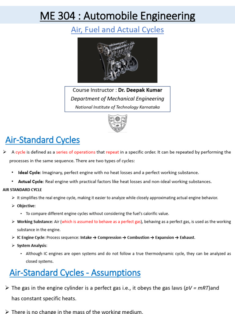 Air, Fuel and Actual Cycles | PDF