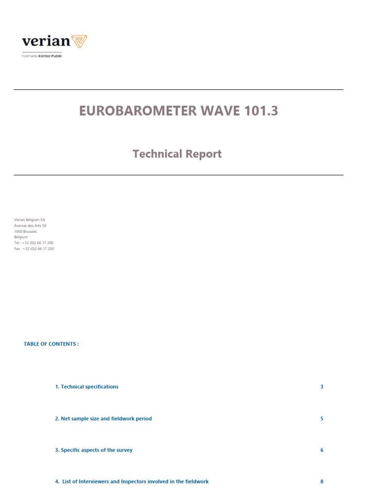 Eurobarometer Standard 101 - Spring 2024 - Technical - Report | PDF