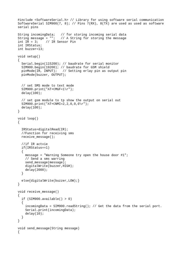 SMS Alarm System Code | PDF