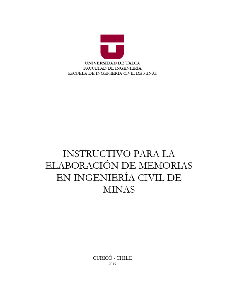 Instructivo Informe de Memoria Ing Civil de Minas (v2) | PDF | Comunicación | Puntuación