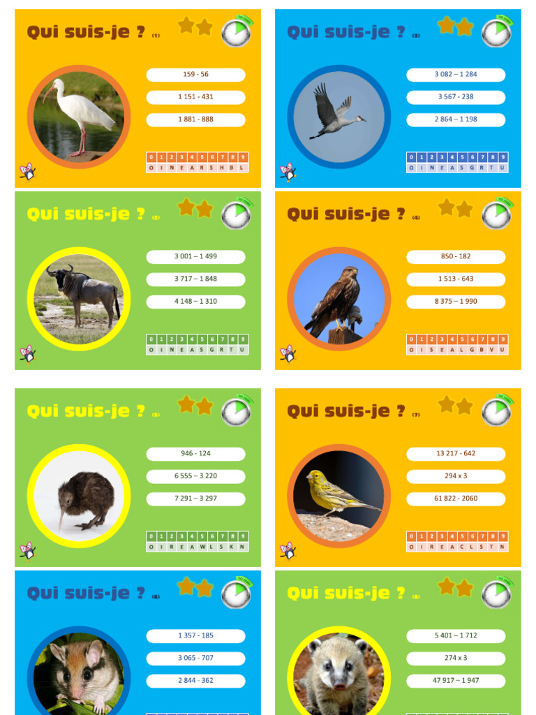 Défi-calcul-posé-ANIMAUX CM1-CHARIVARI-par-4 | PDF