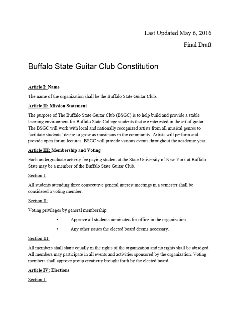 Buffalo State Guitar Club Constitution | PDF
