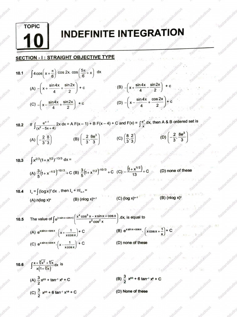 Indefinite Integrationehhe | PDF