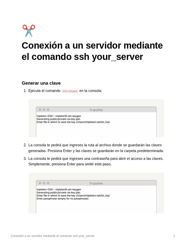 QA 4 Conexin A Un Servidor Mediante El Comando SSH Your Server | PDF