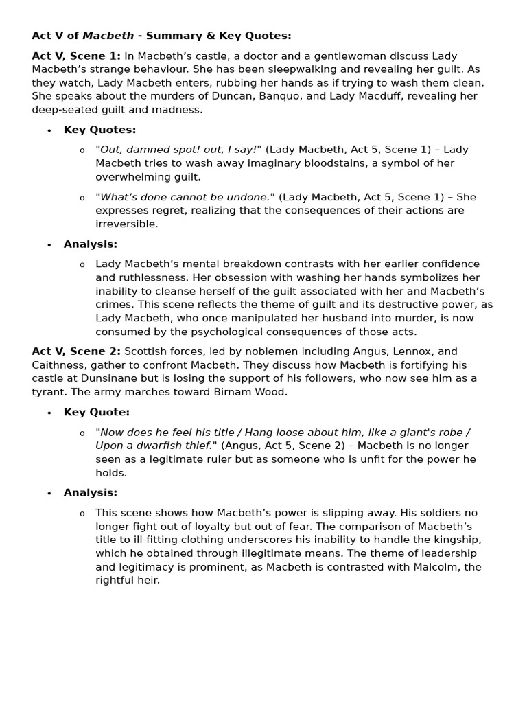 Act V of Macbeth | PDF | Macbeth | Classics