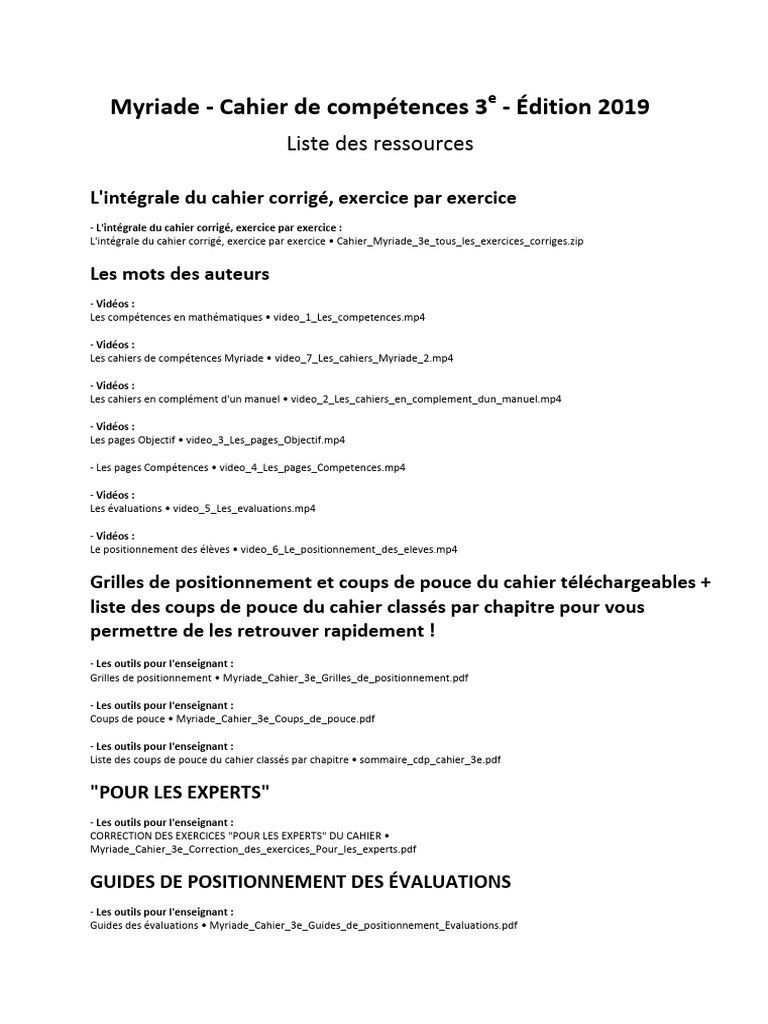 Liste Des Ressources | PDF