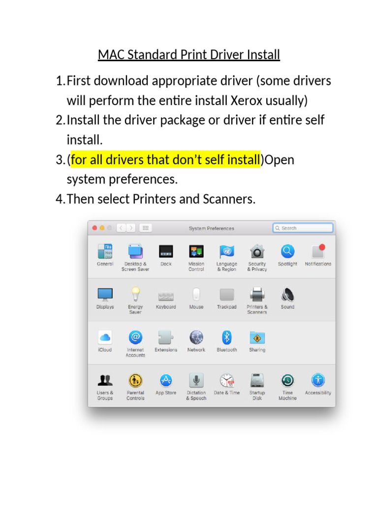 MAC Standard Print Driver Install | PDF