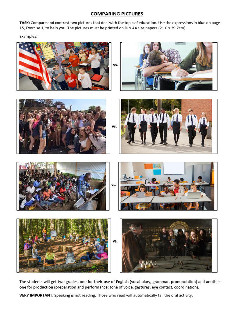 Comparing and contrasting pictures | PDF